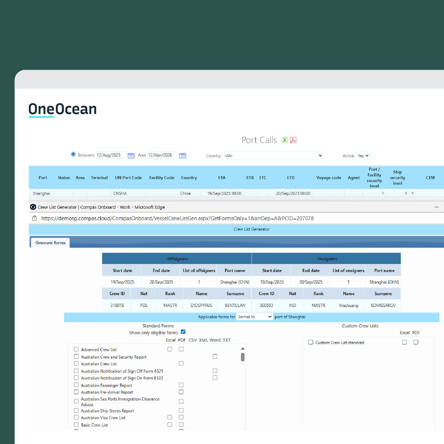 COMPAS | Maritime Crew Management Software | OneOcean